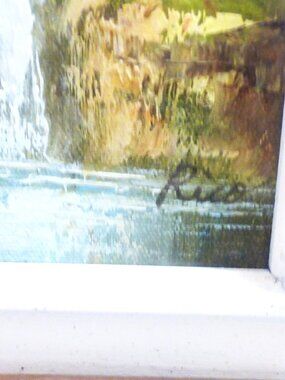 Vintage | Art | Signed Rico Landscape Painting Oil On Canvas Waterfall ...
